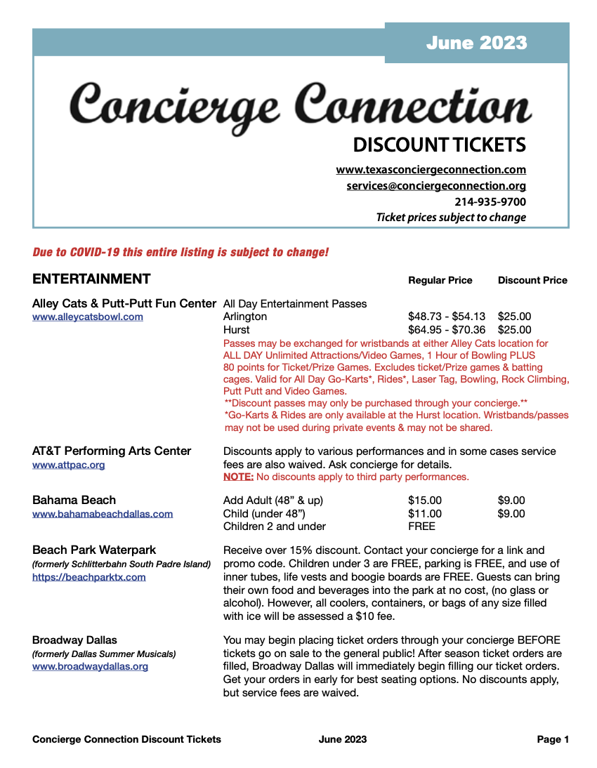 Concierge Connection Newsletter
